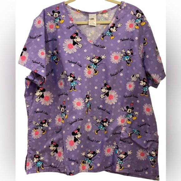 Disney | Tops | Disney Minnie Mouse Natural Cutie Medical Scrub Top ...